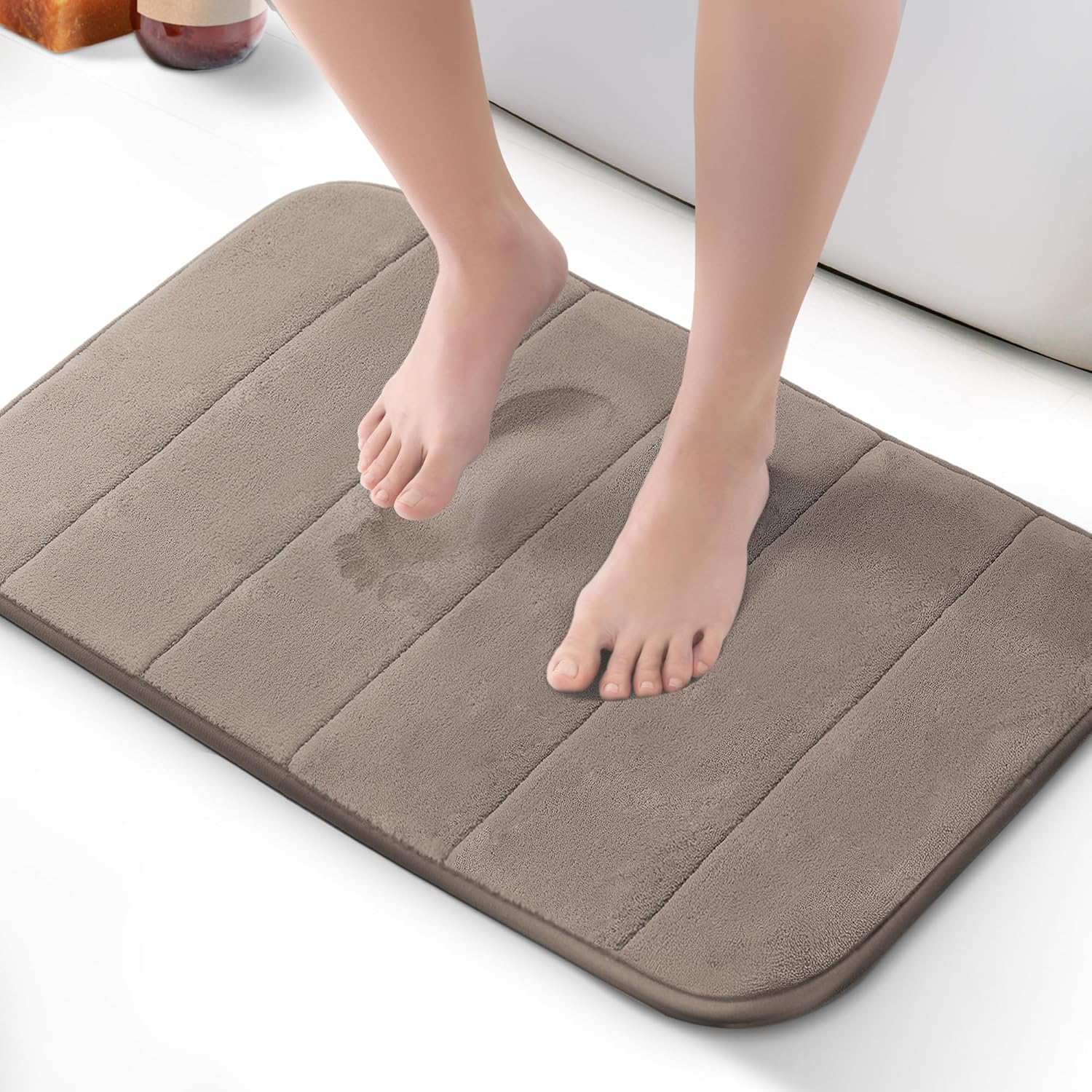 KEPLIN Ultra-Soft Memory Foam Bath Mat - Highly Absorbent, Non-Slip, M