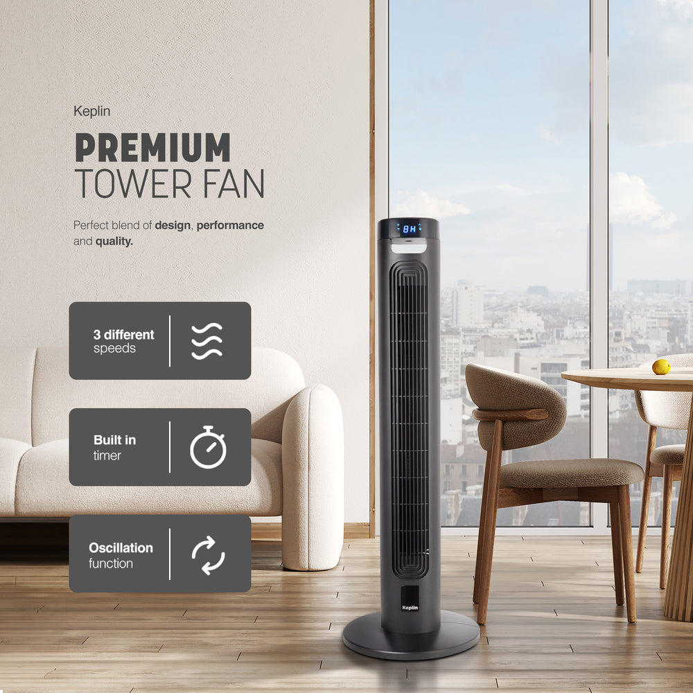 36-inch Tall Tower Fan - Remote Control, 3 Speed Setting & LED Display UK